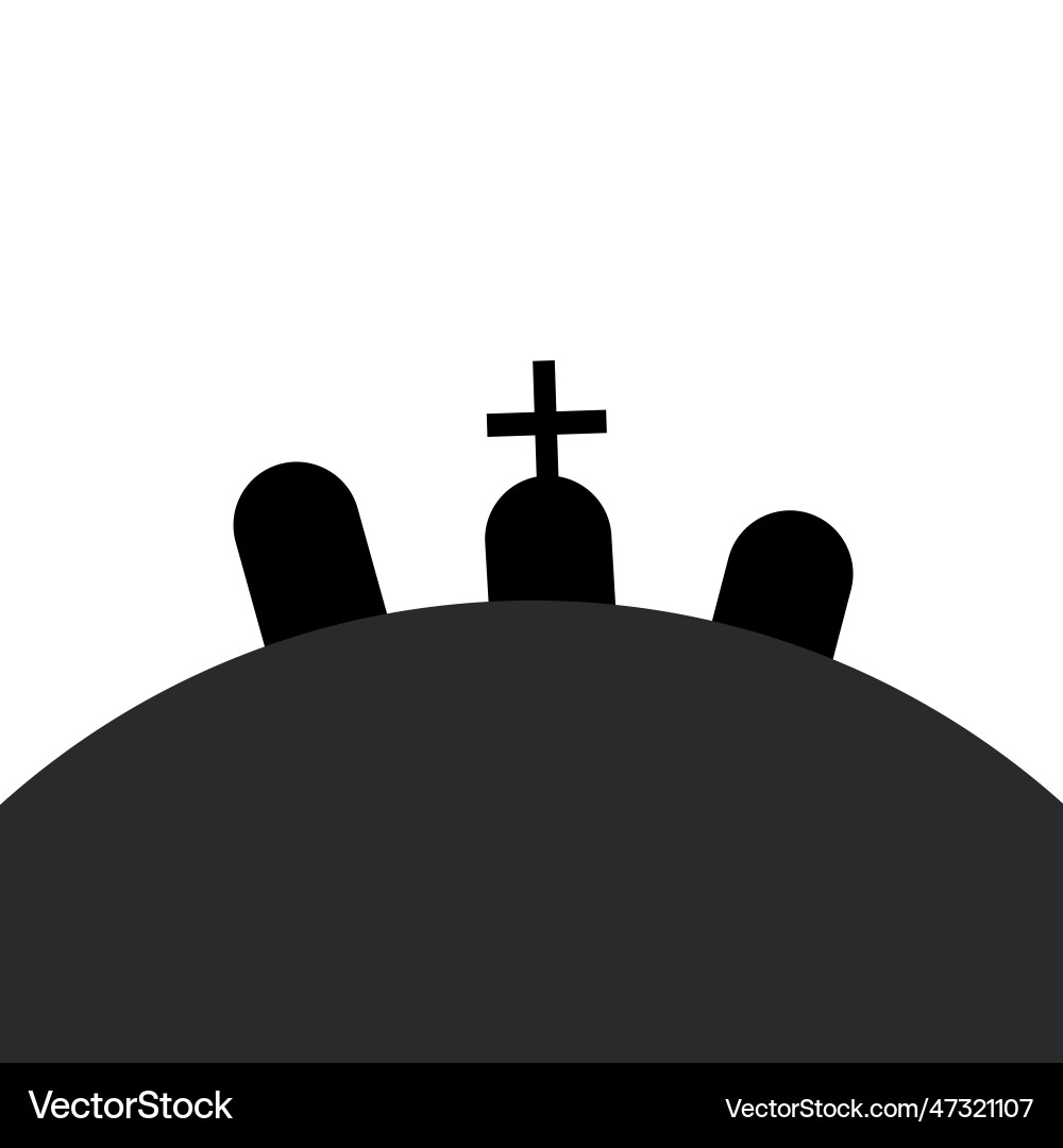 Three graves on a cemetery a hill halloween Vector Image