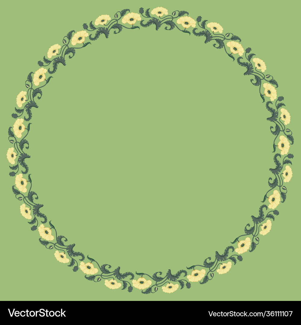 Vintage round frame with yellow tulips Royalty Free Vector