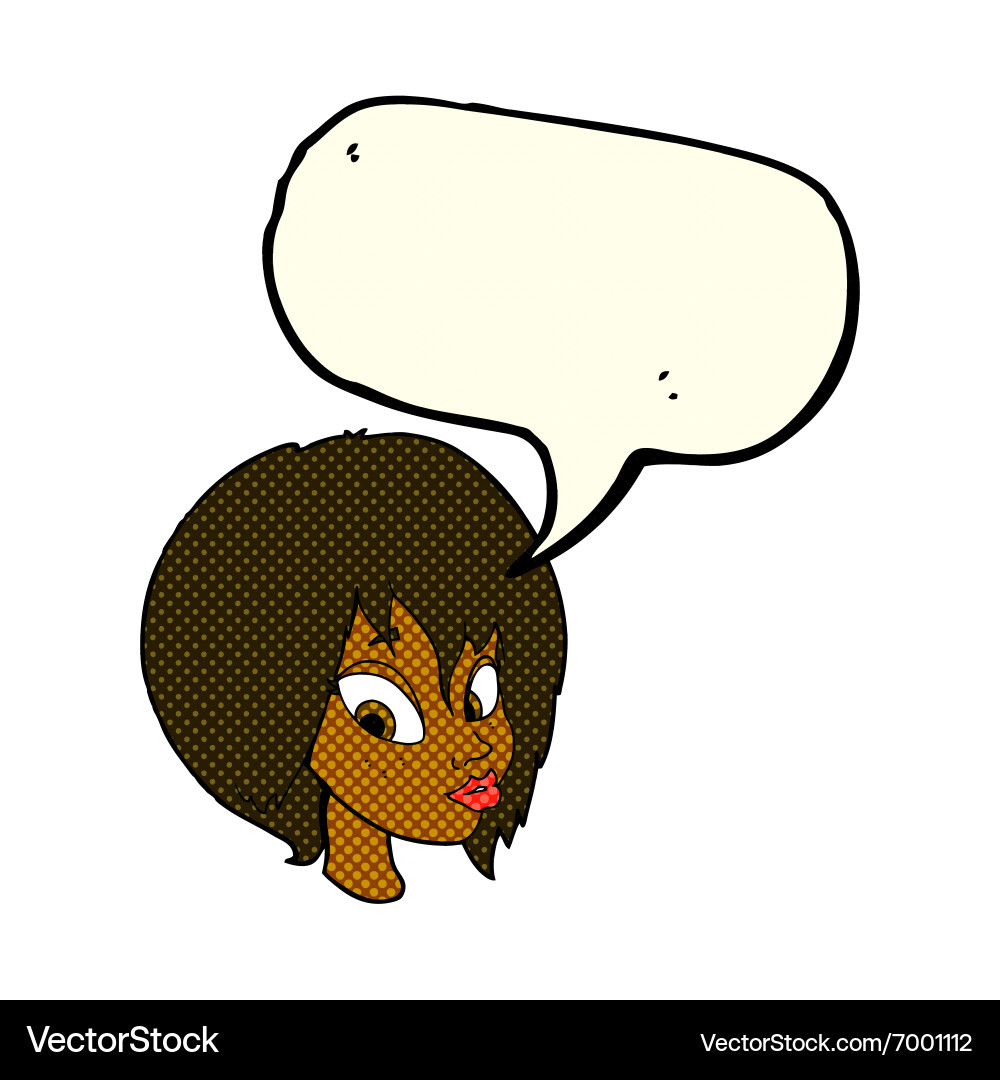 Cartoon pretty female face pouting with speech Vector Image