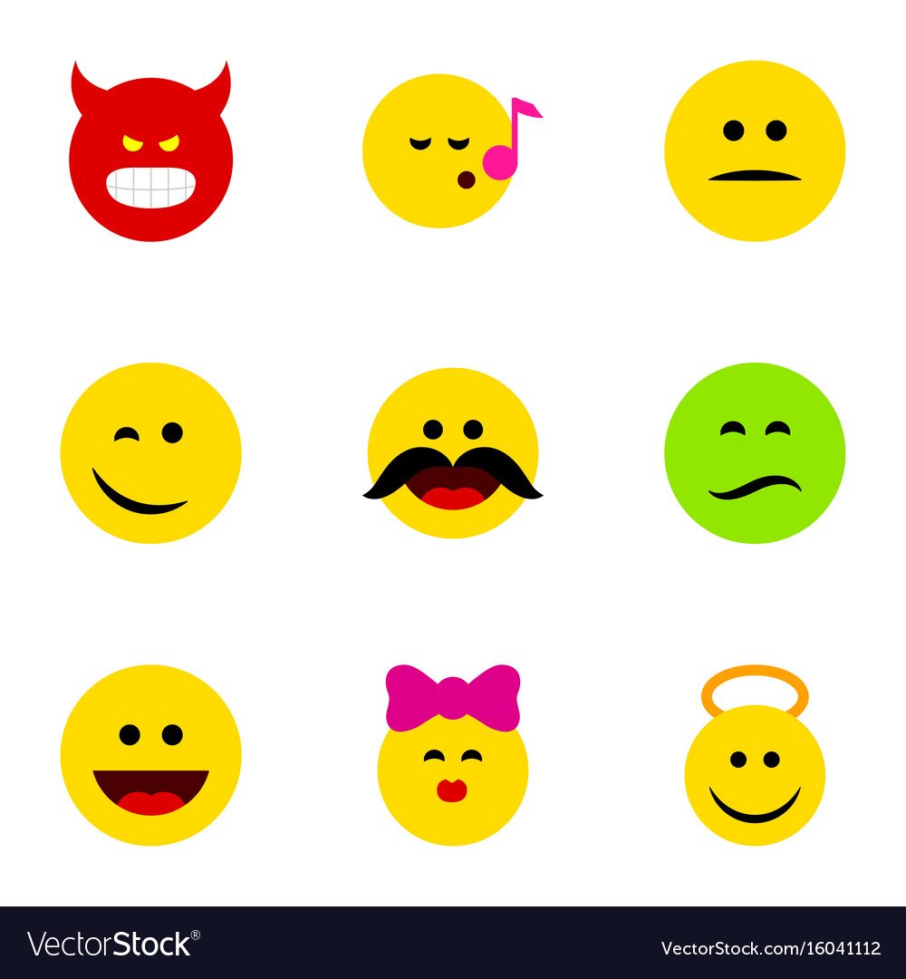 Flat icon expression set of angel cheerful Vector Image