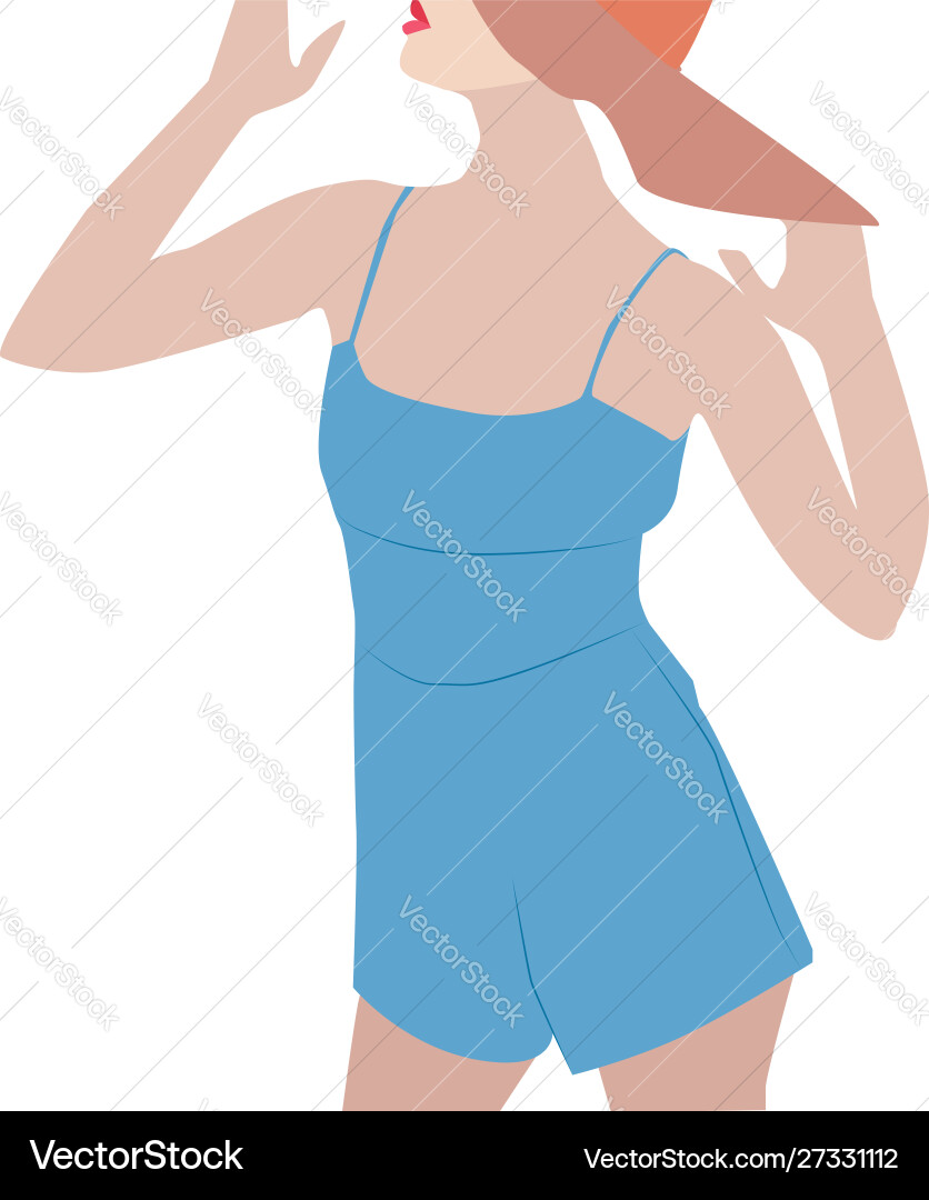 Girl in blue on white background Royalty Free Vector Image