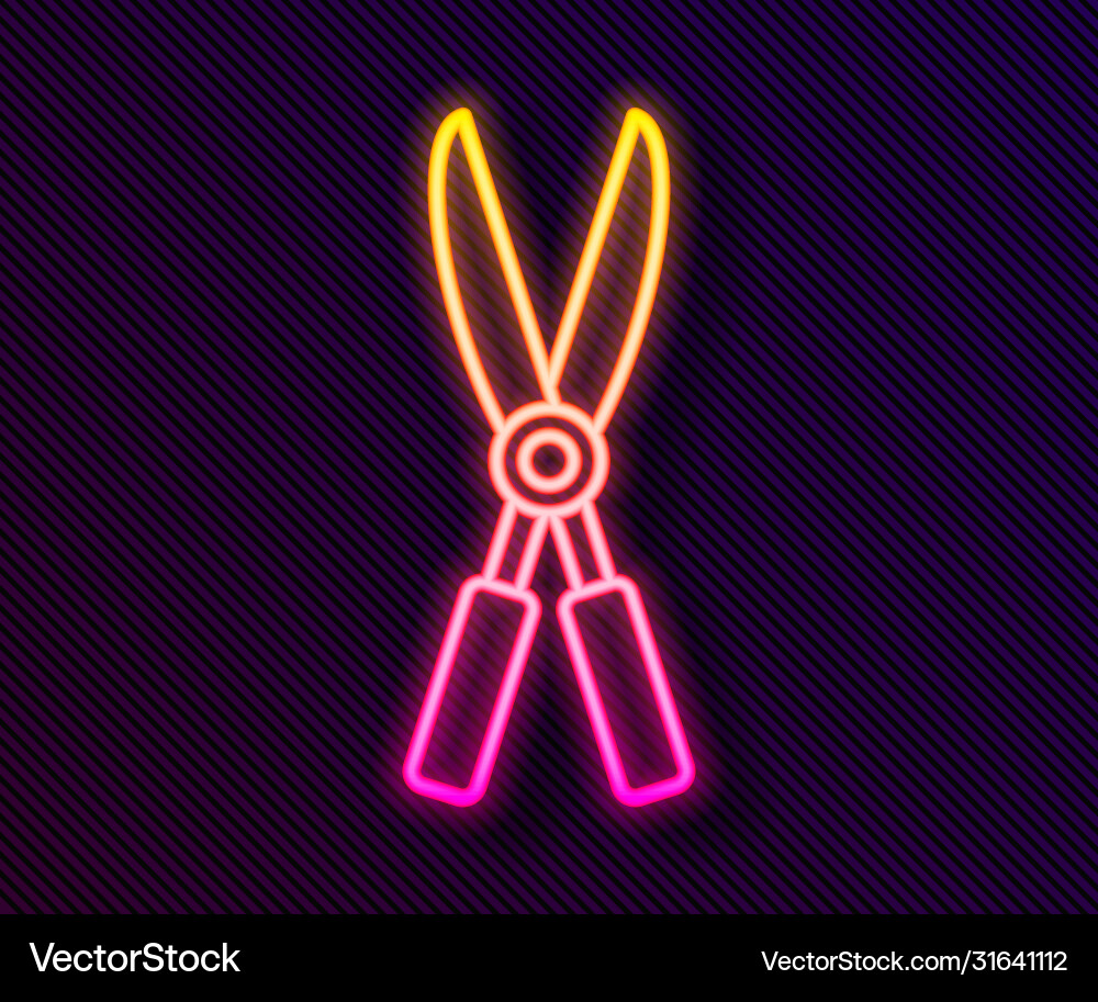 Glowing neon line gardening handmade scissors Vector Image