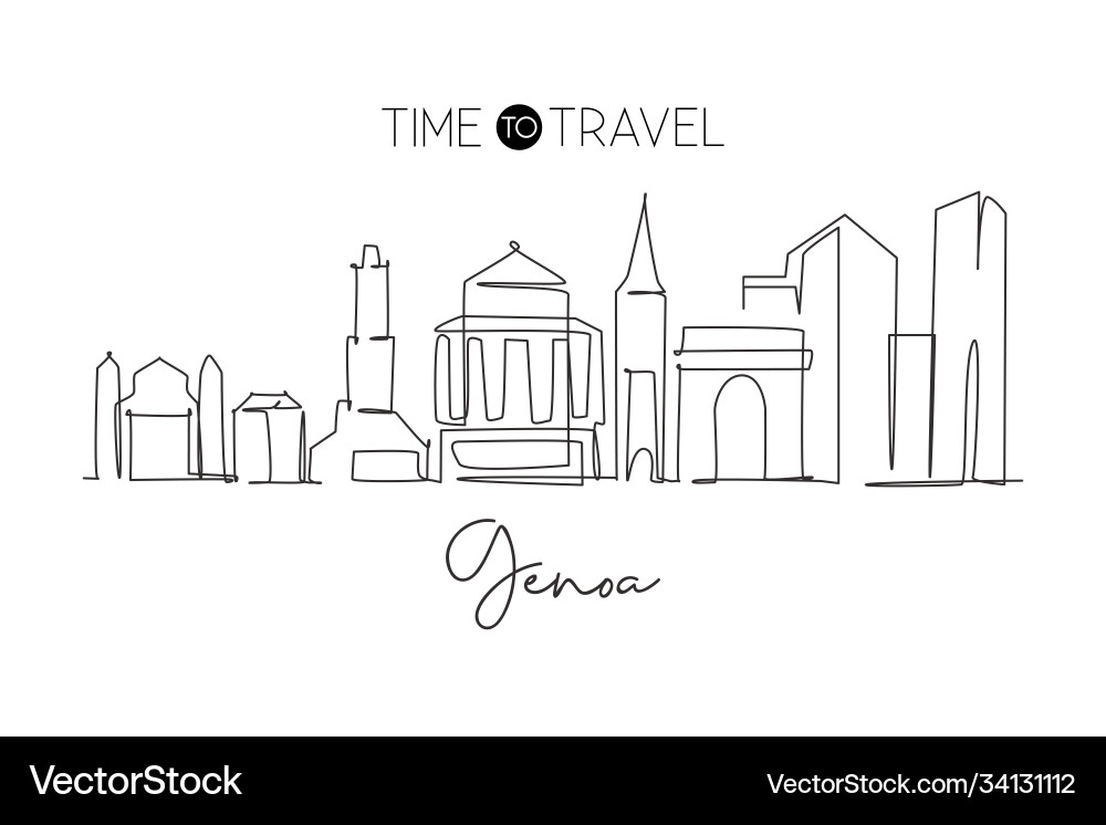 One single line drawing genoa city skyline Vector Image