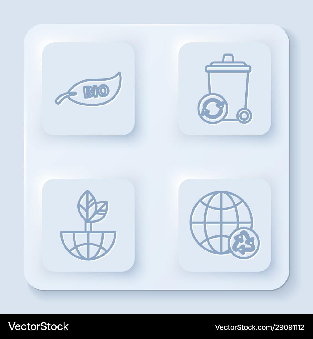Set line leaf bio symbol recycle bin with recycle Vector Image