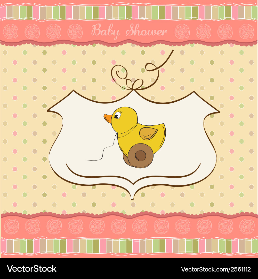 Welcome card with duck toy Royalty Free Vector Image