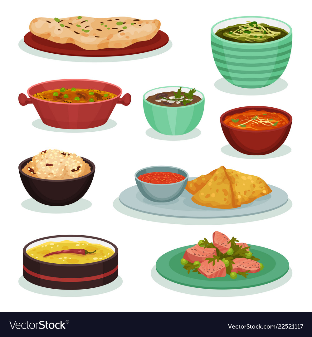 Collection traditional indian food chapati Vector Image Collection traditional indian food chapati Vector Image
