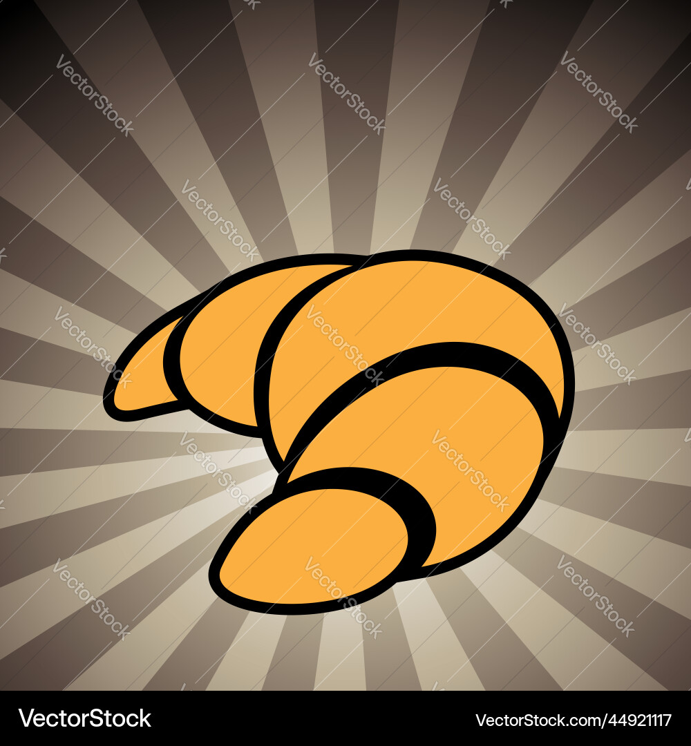 Croissant icon on a brown striped background Vector Image