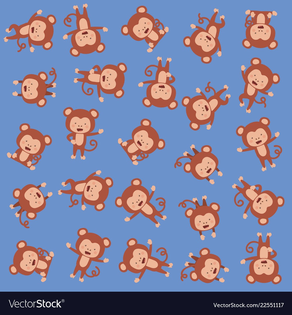 Cute monkeys pattern background Royalty Free Vector Image