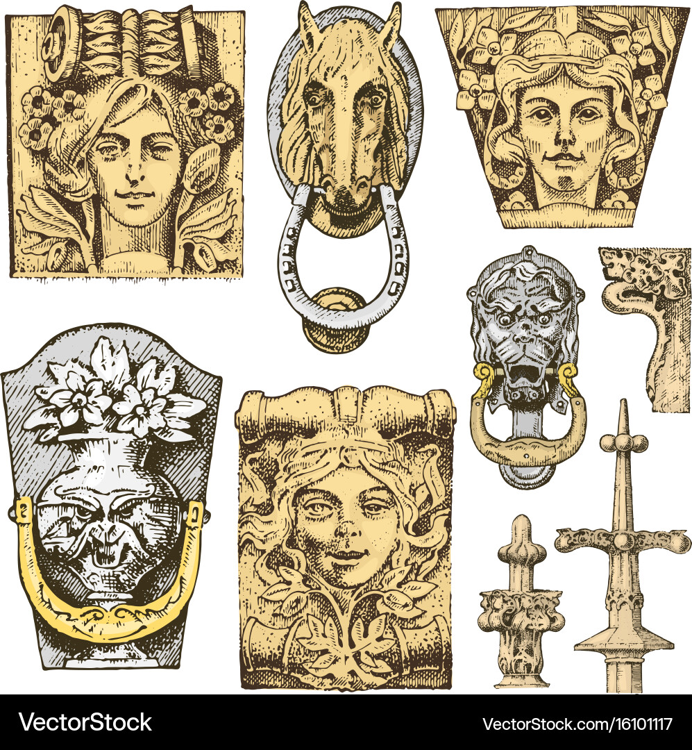 Detail ancient classic building architectural Vector Image