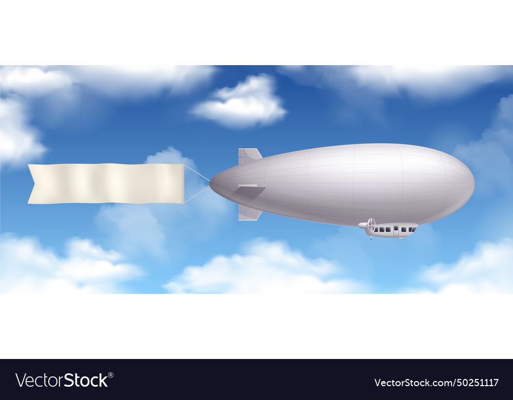 Dirigible realistic composition Royalty Free Vector Image