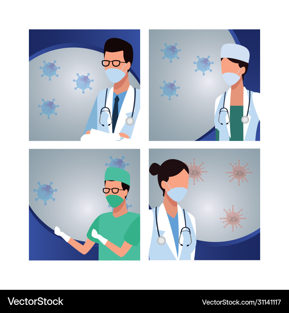 Doctors staff with laboratory equipment Royalty Free Vector