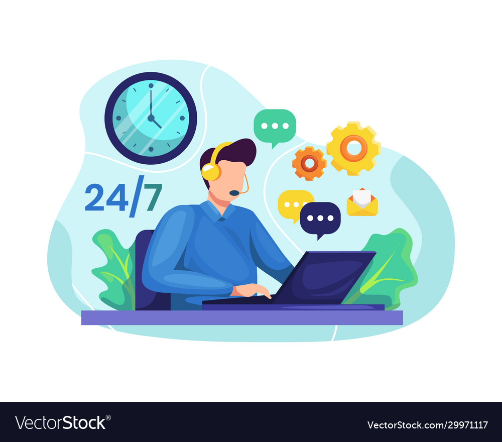 Hotline operator advises client Royalty Free Vector Image