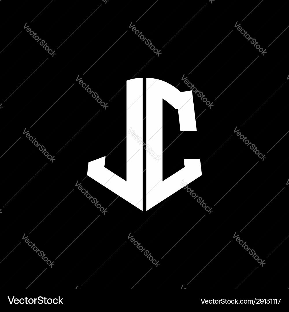 Jc monogram letter logo ribbon with shield style Vector Image