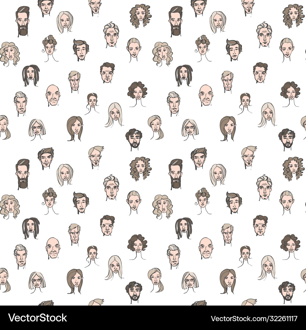 Seamless pattern male and female doodle hand Vector Image