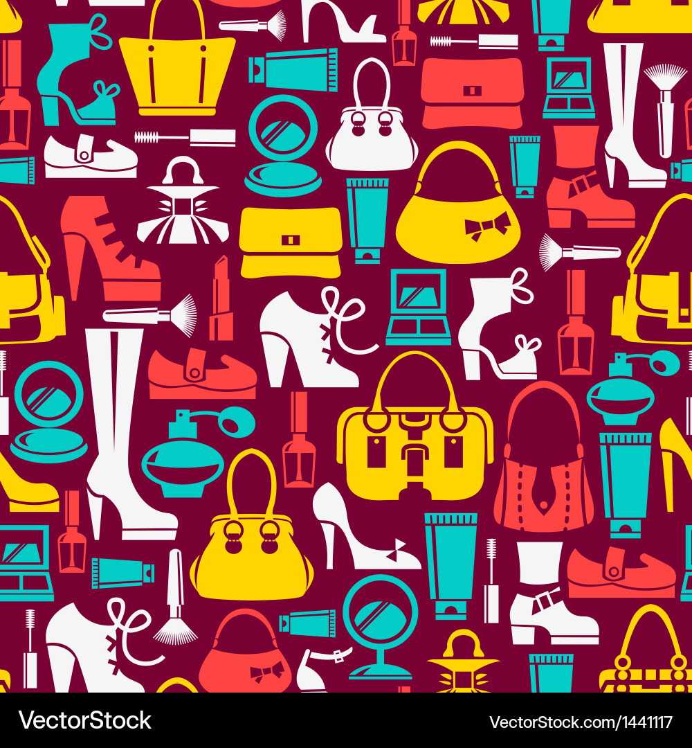 Seamless pattern with beauty female icons Vector Image