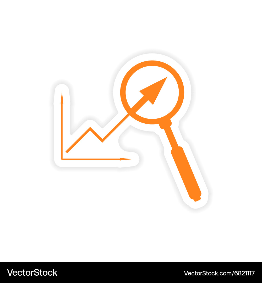 Stylish sticker on paper graph and magnifier Vector Image