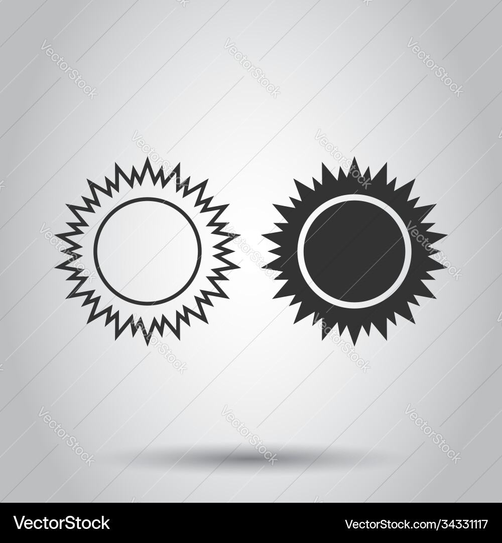Sun icon in flat style sunlight sign on white Vector Image