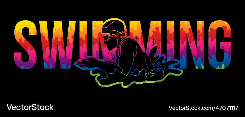 Swimming sport text font design Royalty Free Vector Image