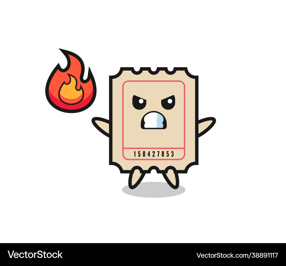 Ticket character cartoon with angry gesture Vector Image