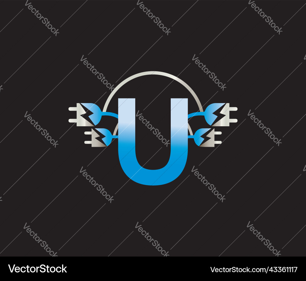 U letter electrical power energy logo design Vector Image