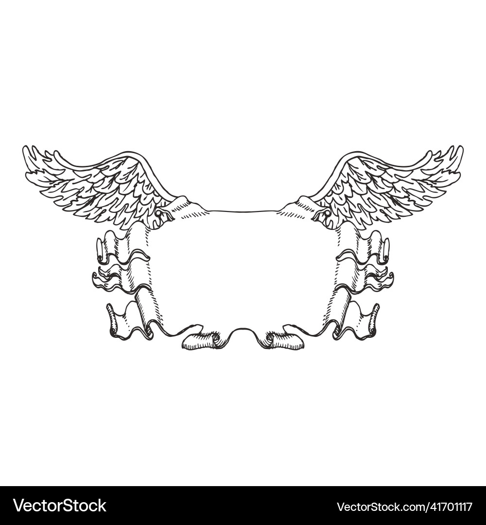 Vintage banner element with angel wings Royalty Free Vector