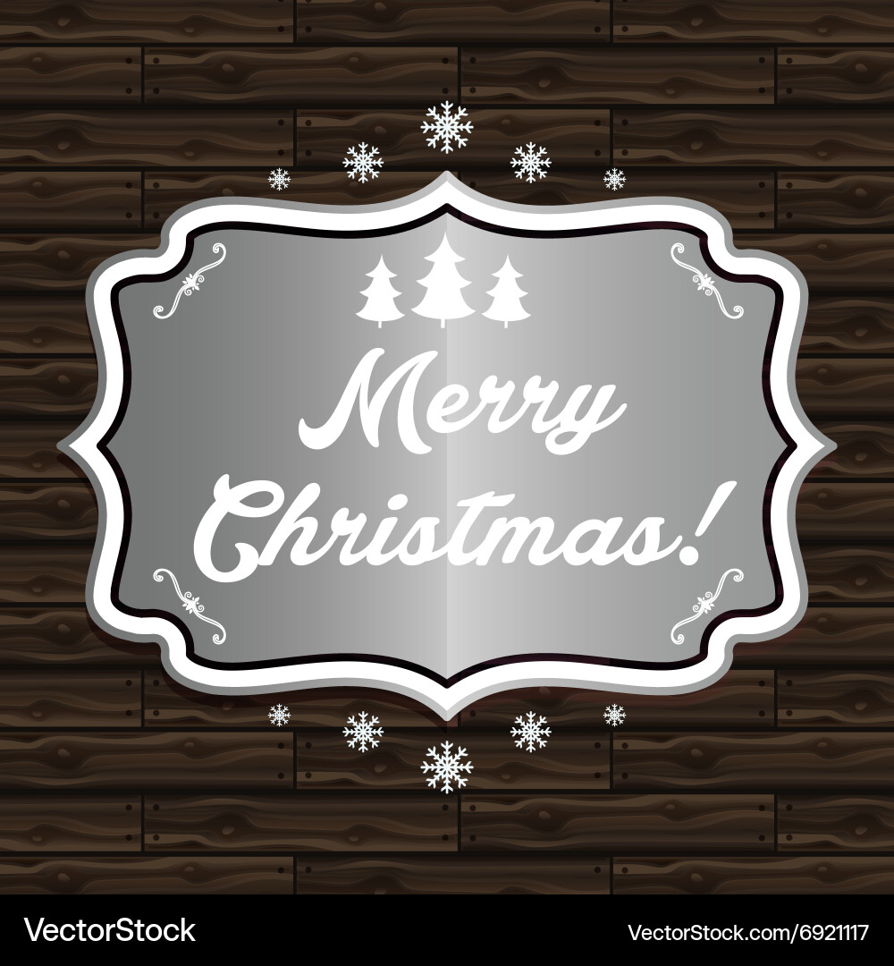 Winter label with text merry christmas Royalty Free Vector