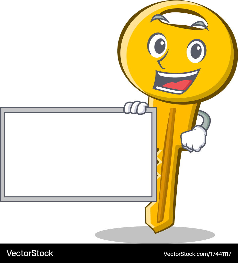 With board key character cartoon style Royalty Free Vector