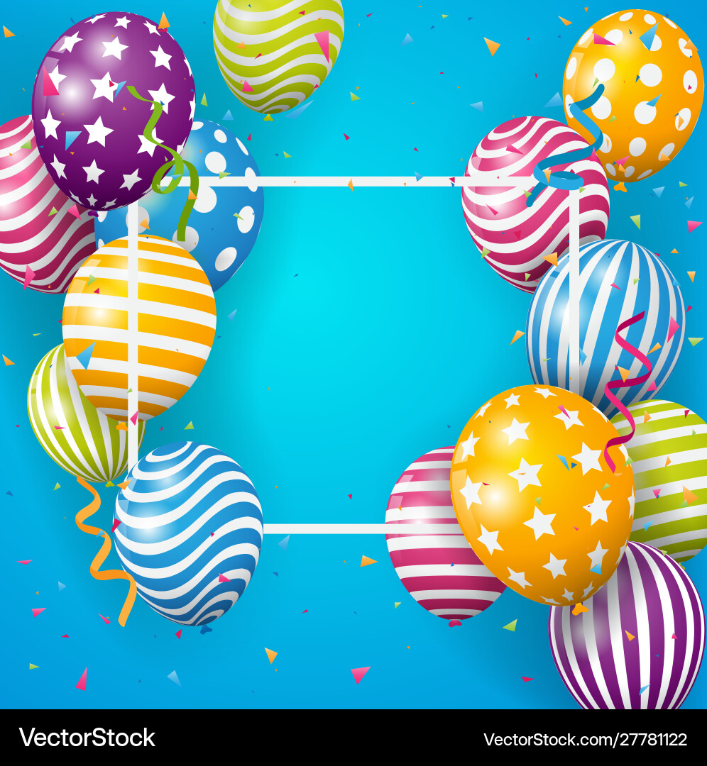 Birthday balloon with colorful confetti Royalty Free Vector