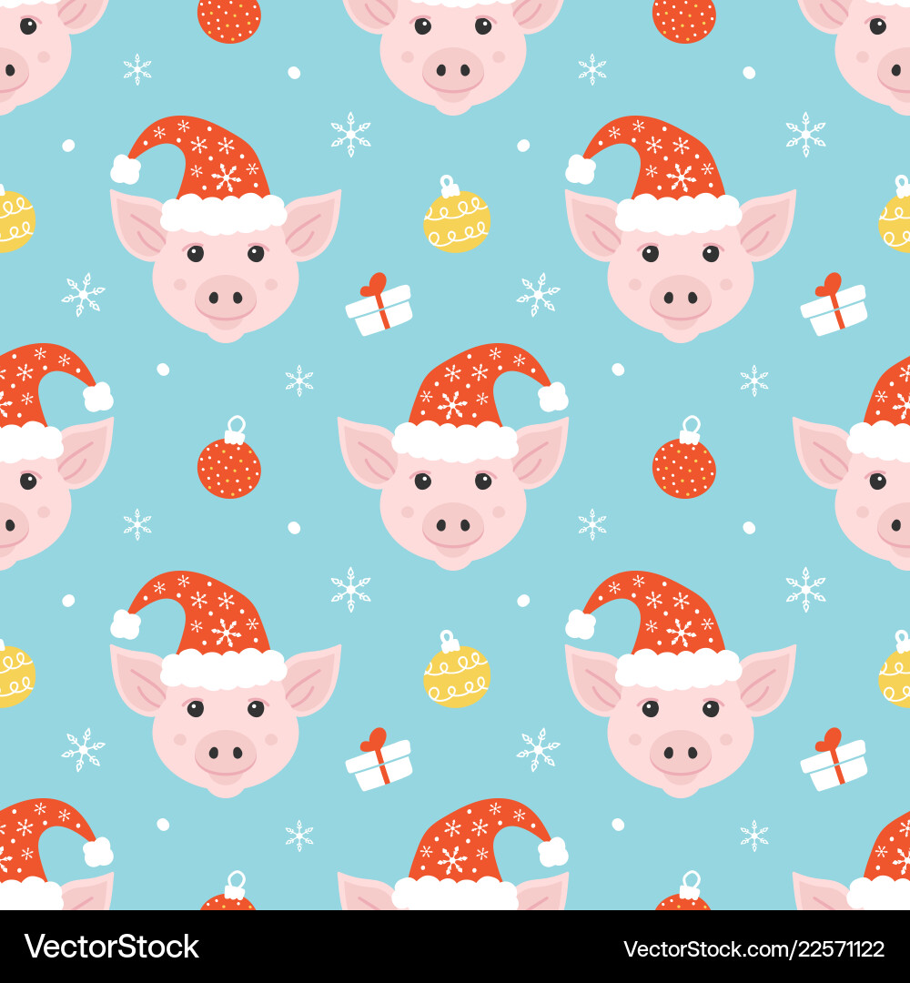 Christmas seamless pattern with pigs Royalty Free Vector