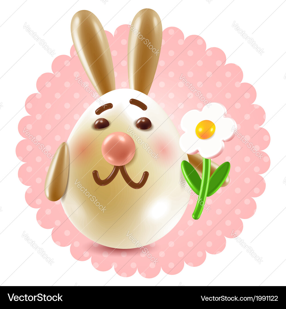 Easter bunny girl with a flower Royalty Free Vector Image