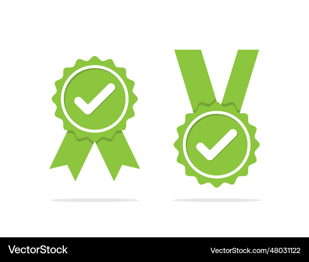 Green approved medal or certified icon Royalty Free Vector