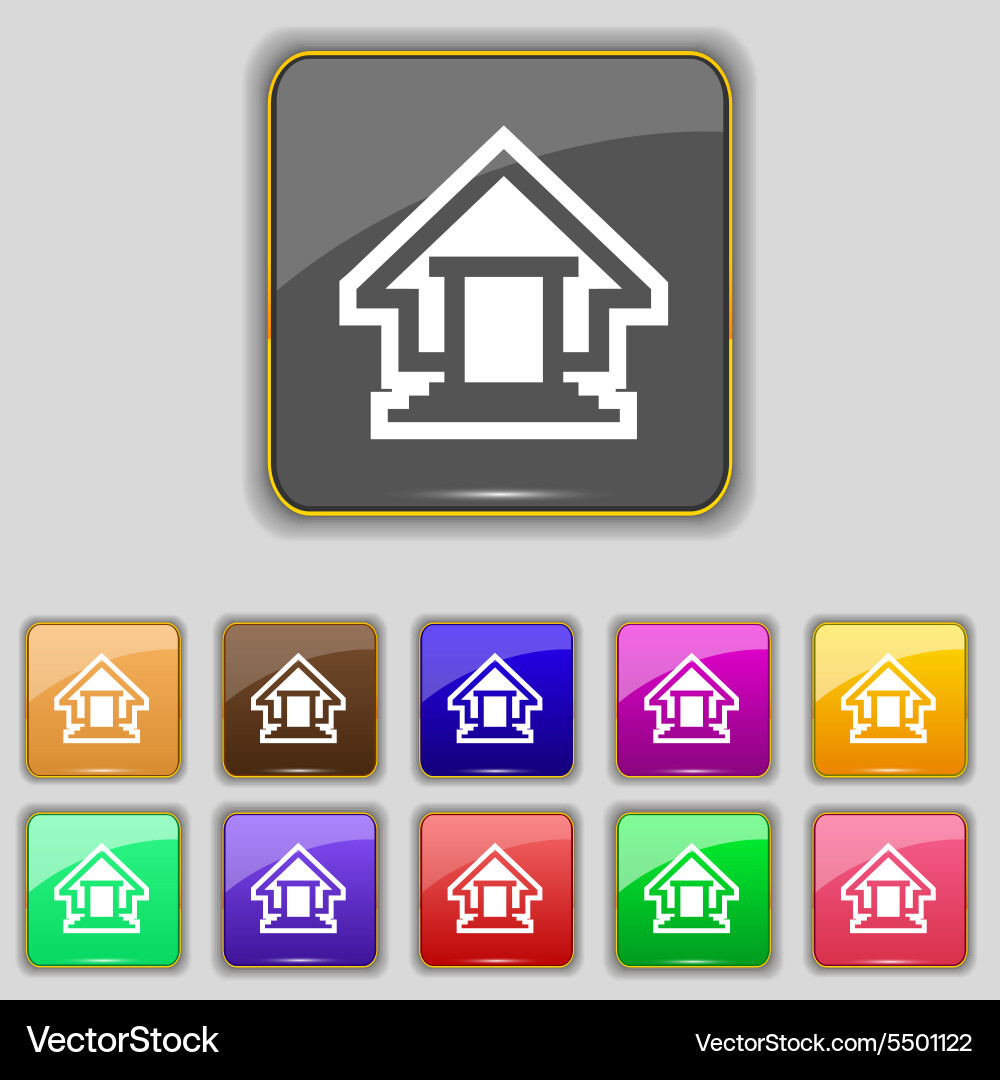 House icon sign set with eleven colored buttons Vector Image