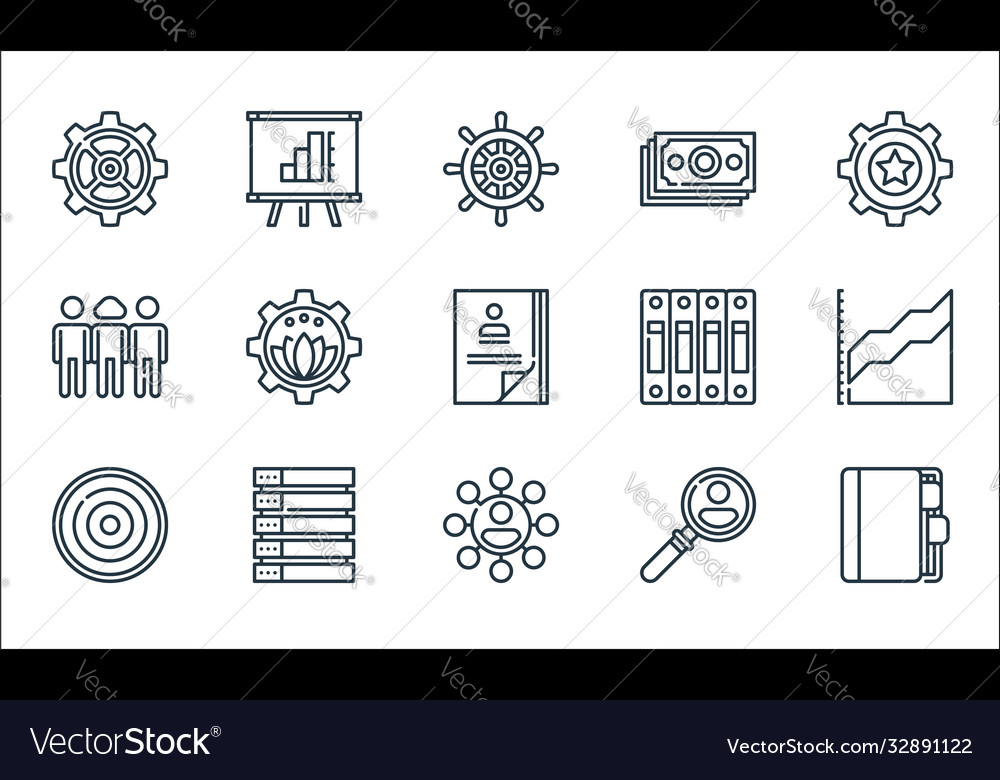 Management line icons linear set quality line set Vector Image