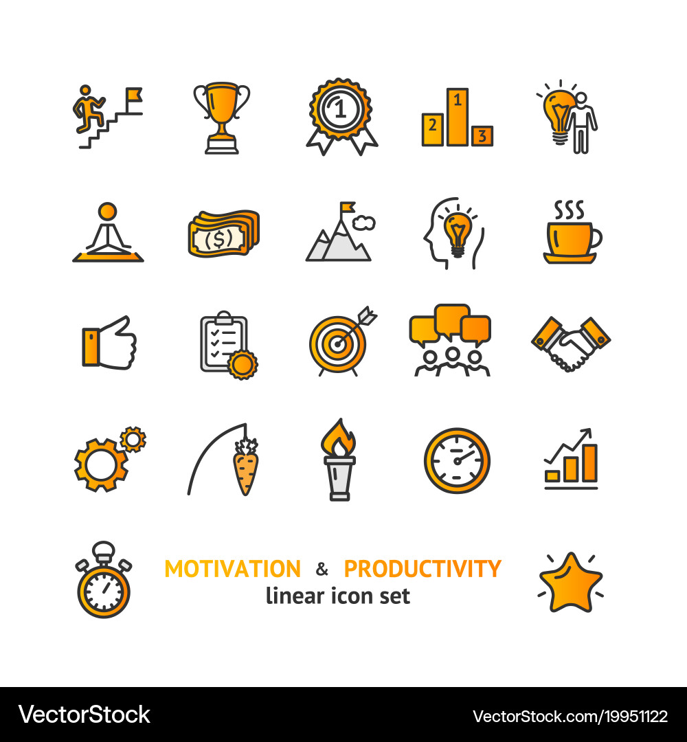 Motivation and productivity signs color thin line Vector Image