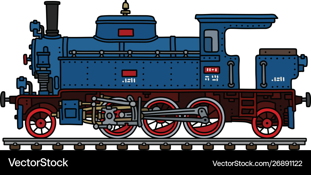 Old blue tank engine steam locomotive Royalty Free Vector