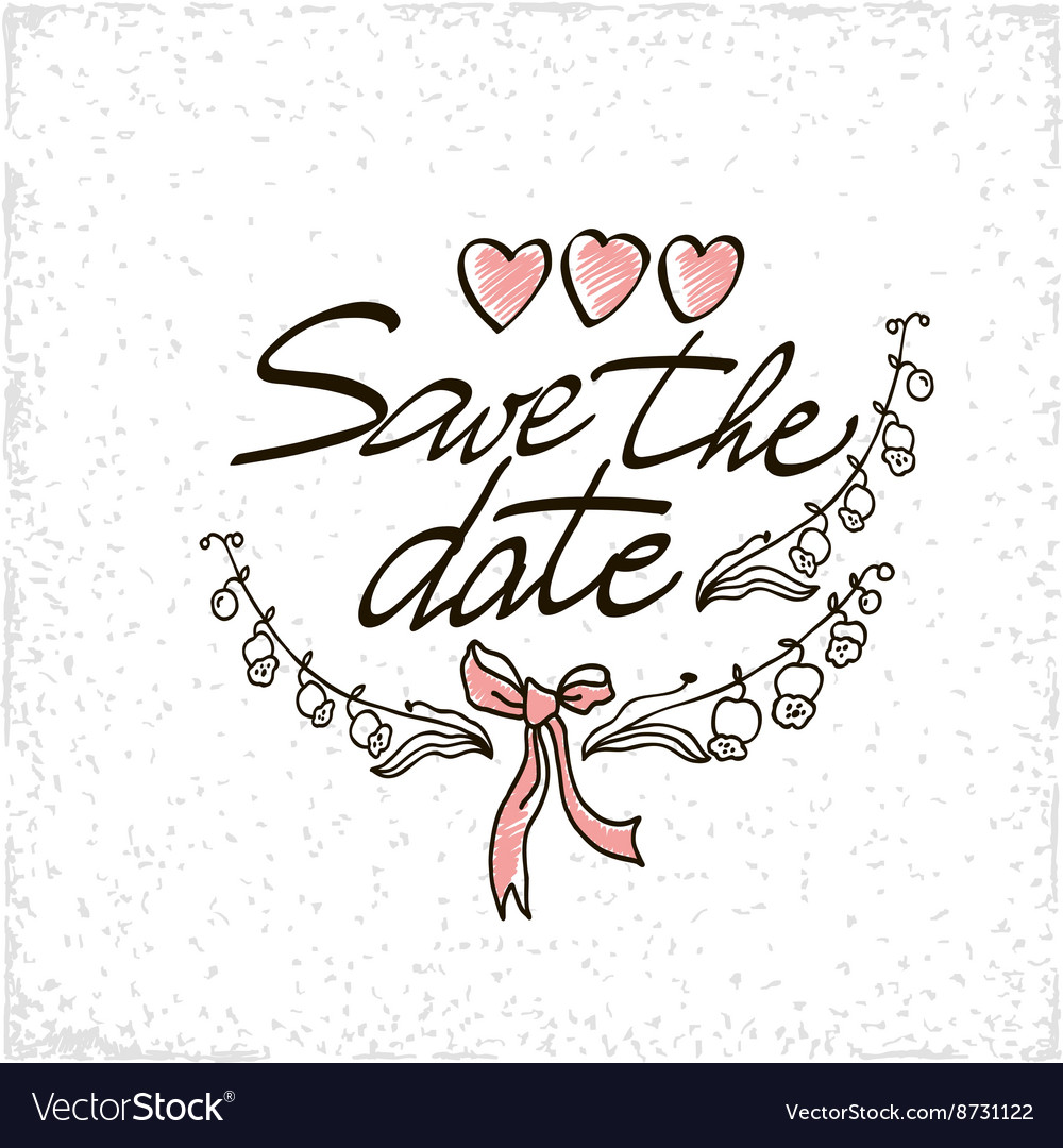 Save date hand lettering handmade Royalty Free Vector Image