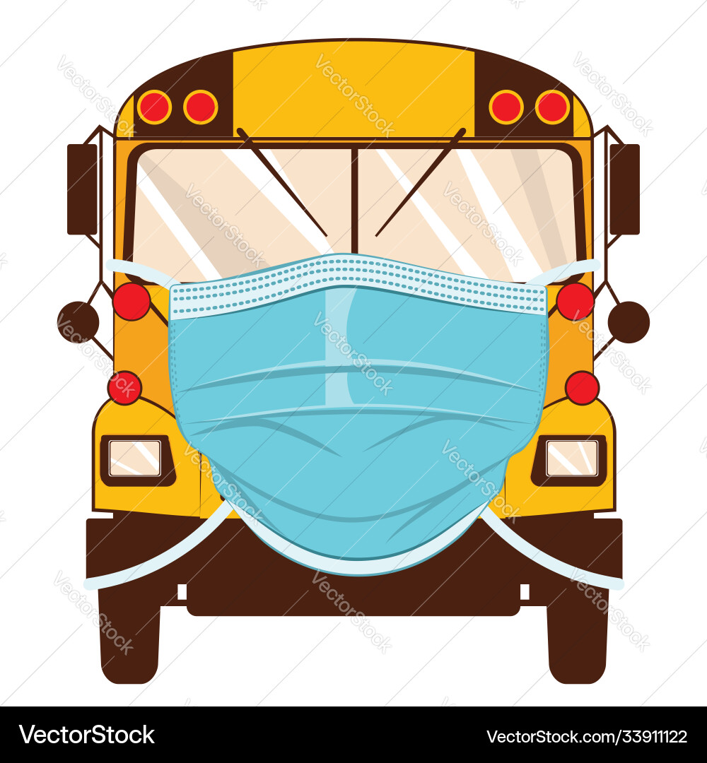 School bus in surgical mask Royalty Free Vector Image