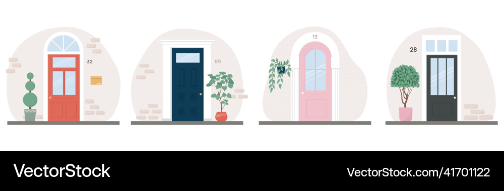 Set of retro vintage front doors Royalty Free Vector Image