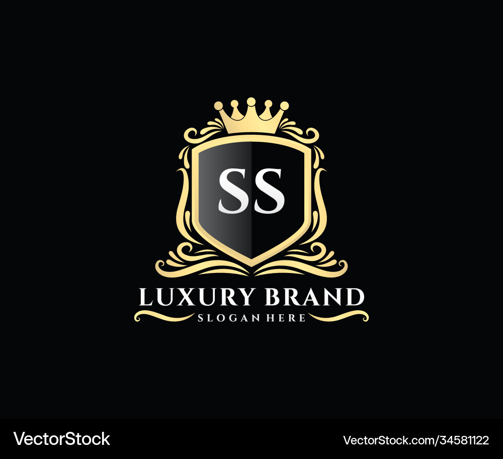 Ss initial letter gold calligraphic feminine Vector Image