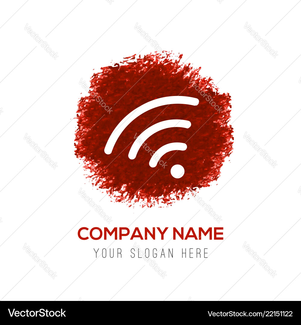 Wifi icon - red watercolor circle splash Vector Image