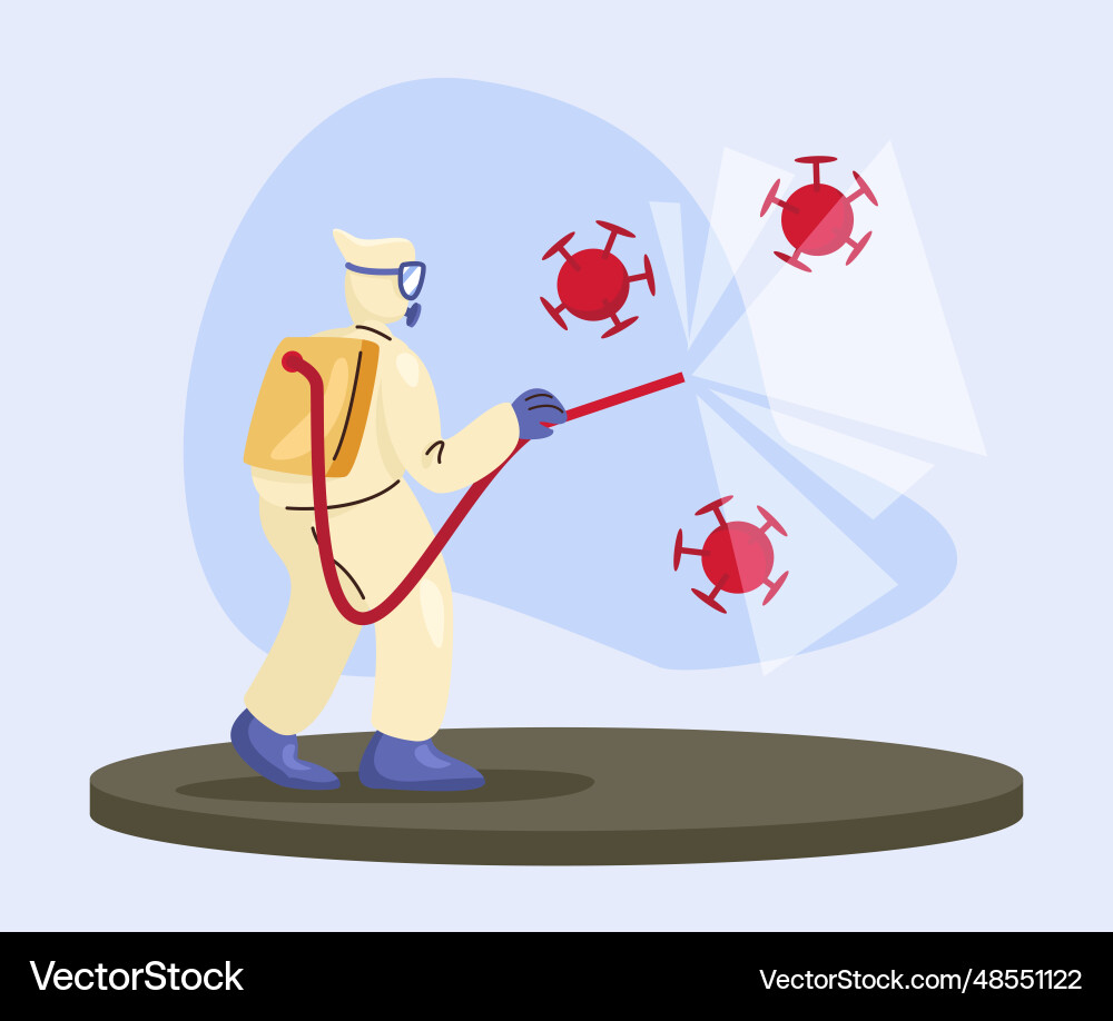 Worker performing full disinfection at home room Vector Image