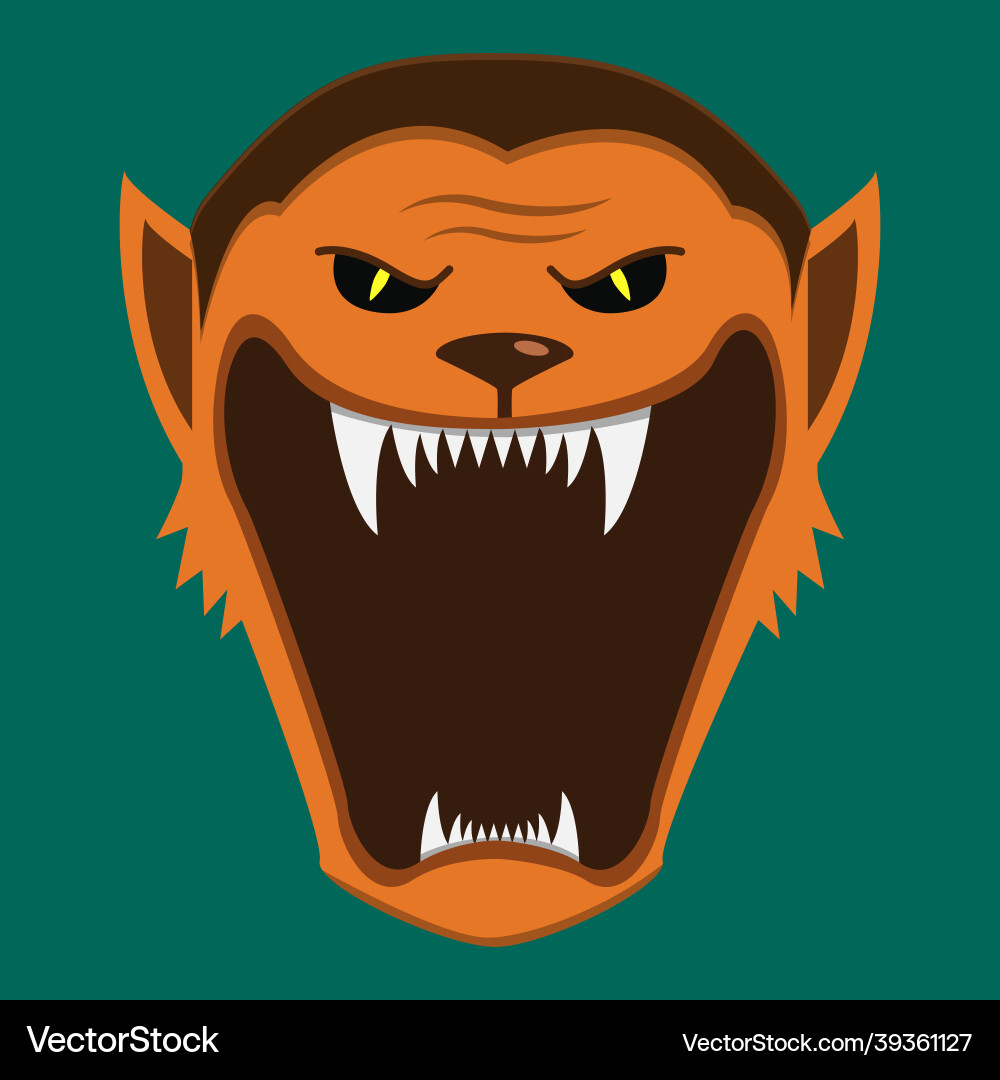 Big wolf man character head and open mouth Vector Image