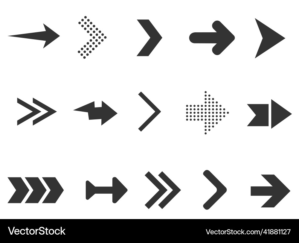 Black arrows collection isolated on white Vector Image