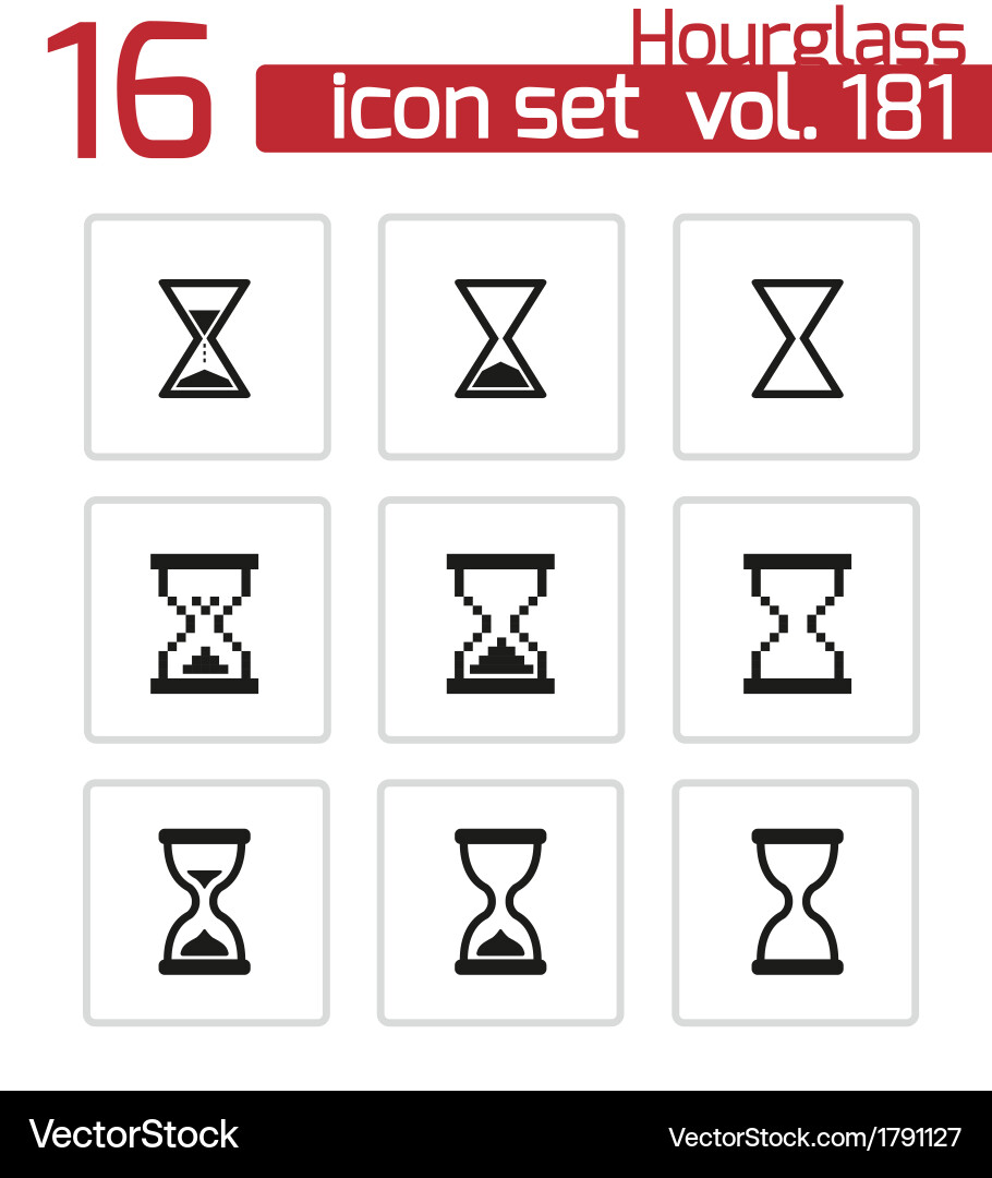 Black hourglass icons set Royalty Free Vector Image