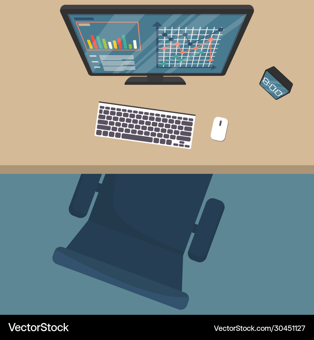 Business workspace top view office objects Vector Image