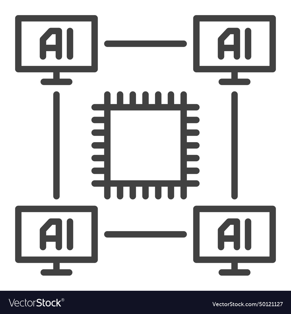 Computers with ai chip artificial intelligence Vector Image
