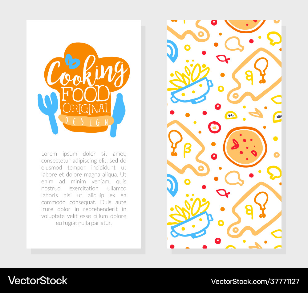 Cooking food card template with text culinary Vector Image