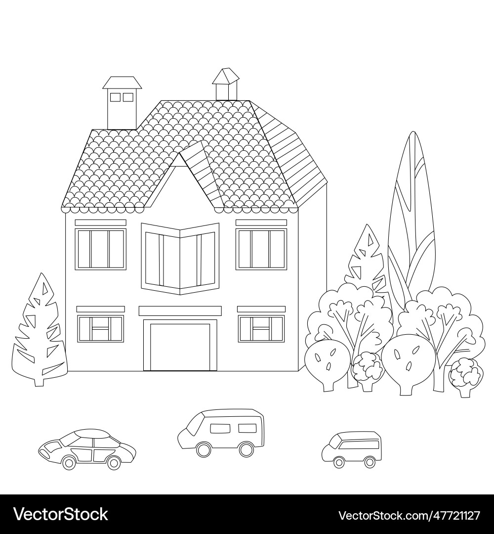 Cute house for your coloring book Royalty Free Vector Image