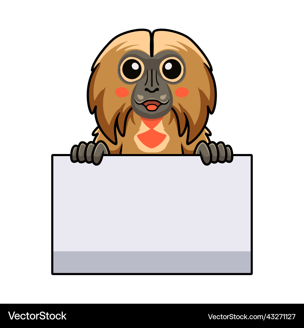 Cute little gelada monkey cartoon Royalty Free Vector Image