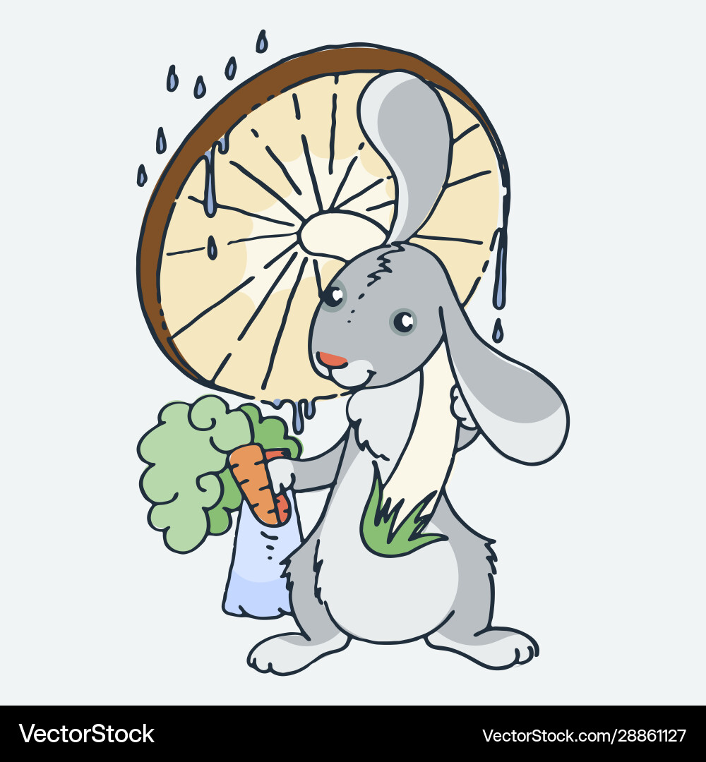 Cute little rabbit cartoon hand drawn Royalty Free Vector